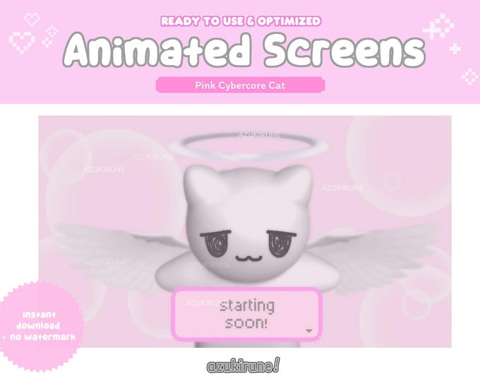 Cybercore Twitch Animated Screens | Pink Y2K Twitch Desk Stream Overlay ...