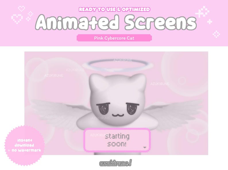 Cybercore Twitch Animated Screens | Pink Y2K Twitch Desk Stream Overlay ...