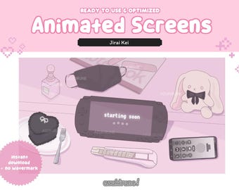 Jirai Kei Twitch Animated Screens | Pink Pastel Goth Twitch Desk Stream Overlay Scenes | Yandere ...