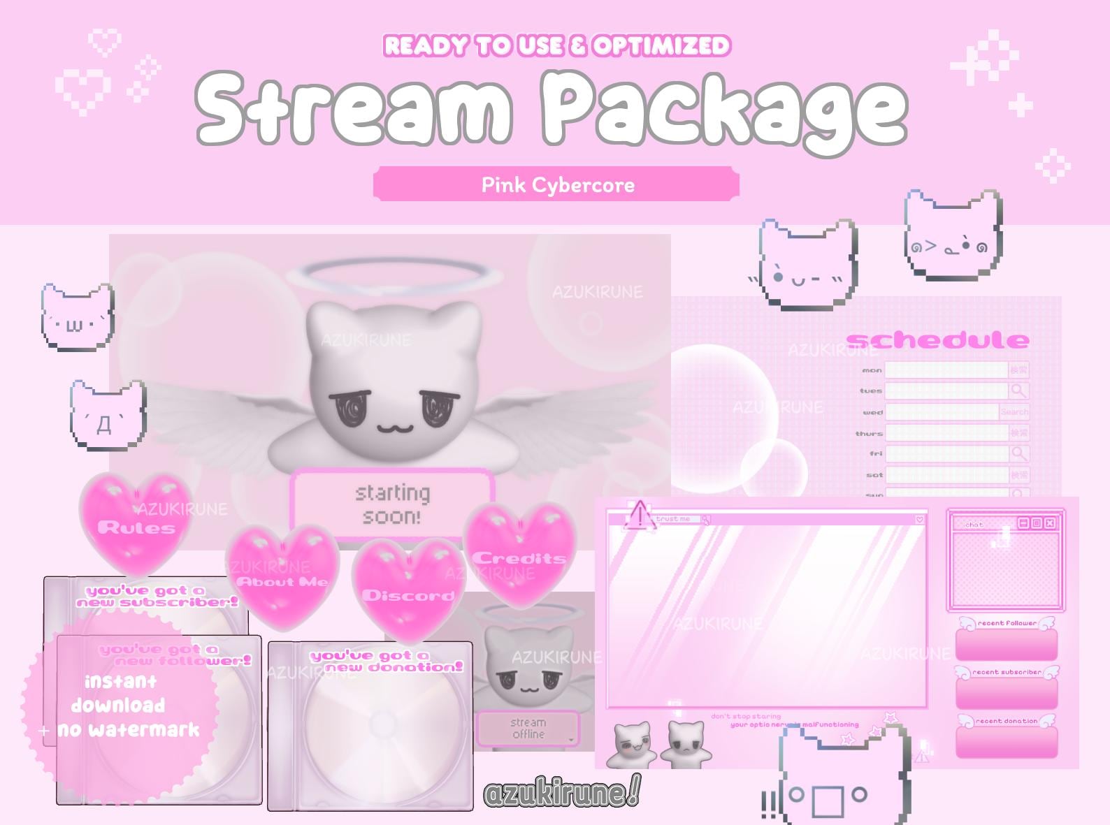 Cybercore Twitch Animated Stream Package | Y2K Twitch Overlay Scenes ...