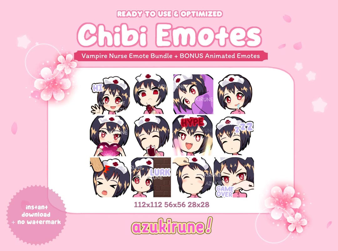 BIG Emote Bundle, Vampire Girl Twitch Emotes, Nurse Twitch Emotes ...