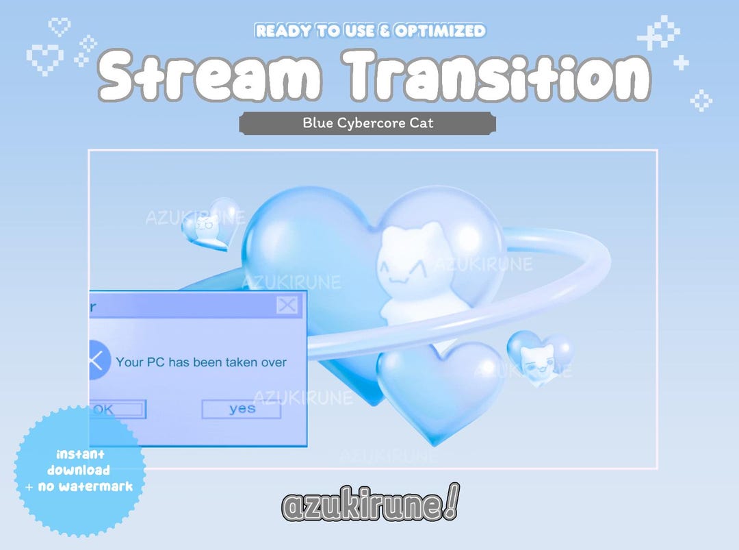 Cybercore Cat Stream Transition | Blue Pastel Y2K Stinger Transition ...