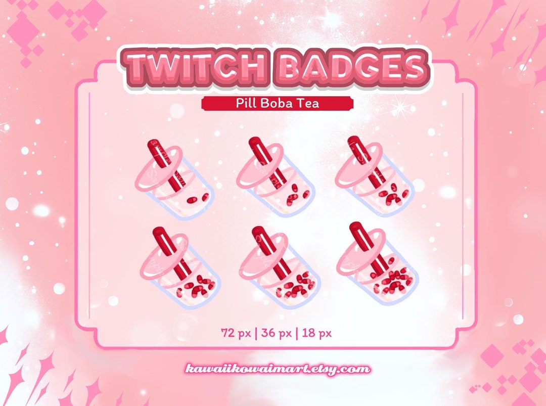 Medicine Boba Twitch Badge Set Twitch Sub / Bit Badges Pill Boba Tea ...