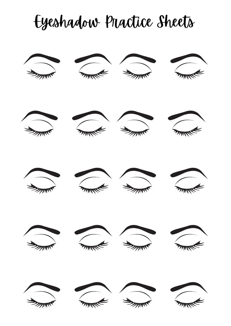 Blank Eyeshadow Practice Sheets | Cosmetics | Makeup Practice | Makeup ...