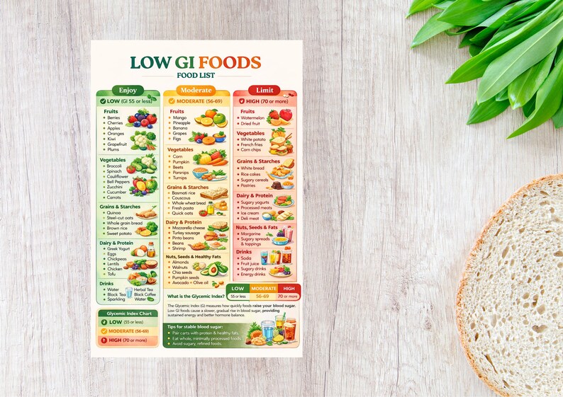 Low GI Foods Printable – Your Easy Guide to Balanced Eating - Etsy