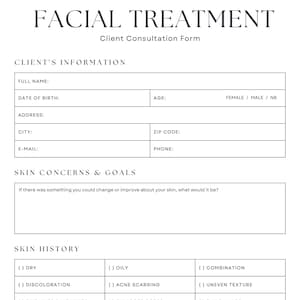 New Beauty Client Forms | Printable | Cosmetology | Makeup Practice ...