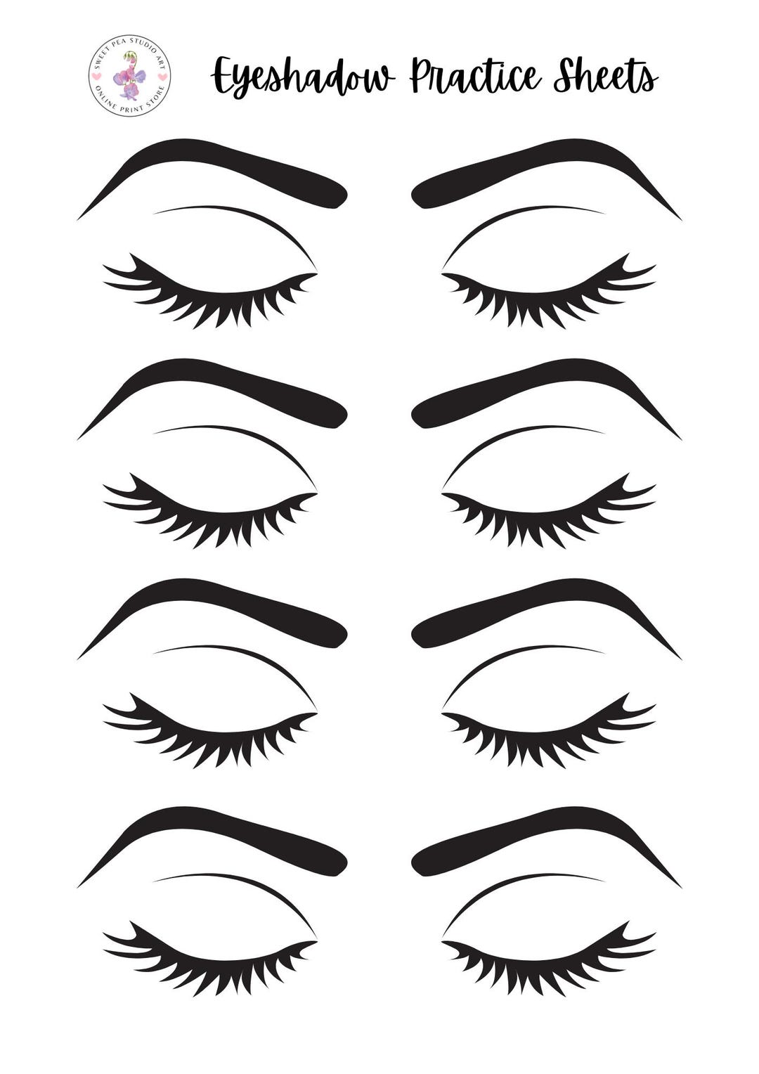 Blank Eyeshadow Practice Sheets | Cosmetics | Makeup Practice | Makeup Instructor | Face Charts ...