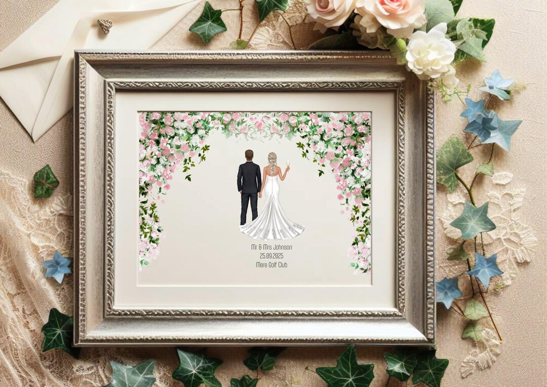 Personalized Wedding Portrait: Custom Bride and Groom Gift (digital ...
