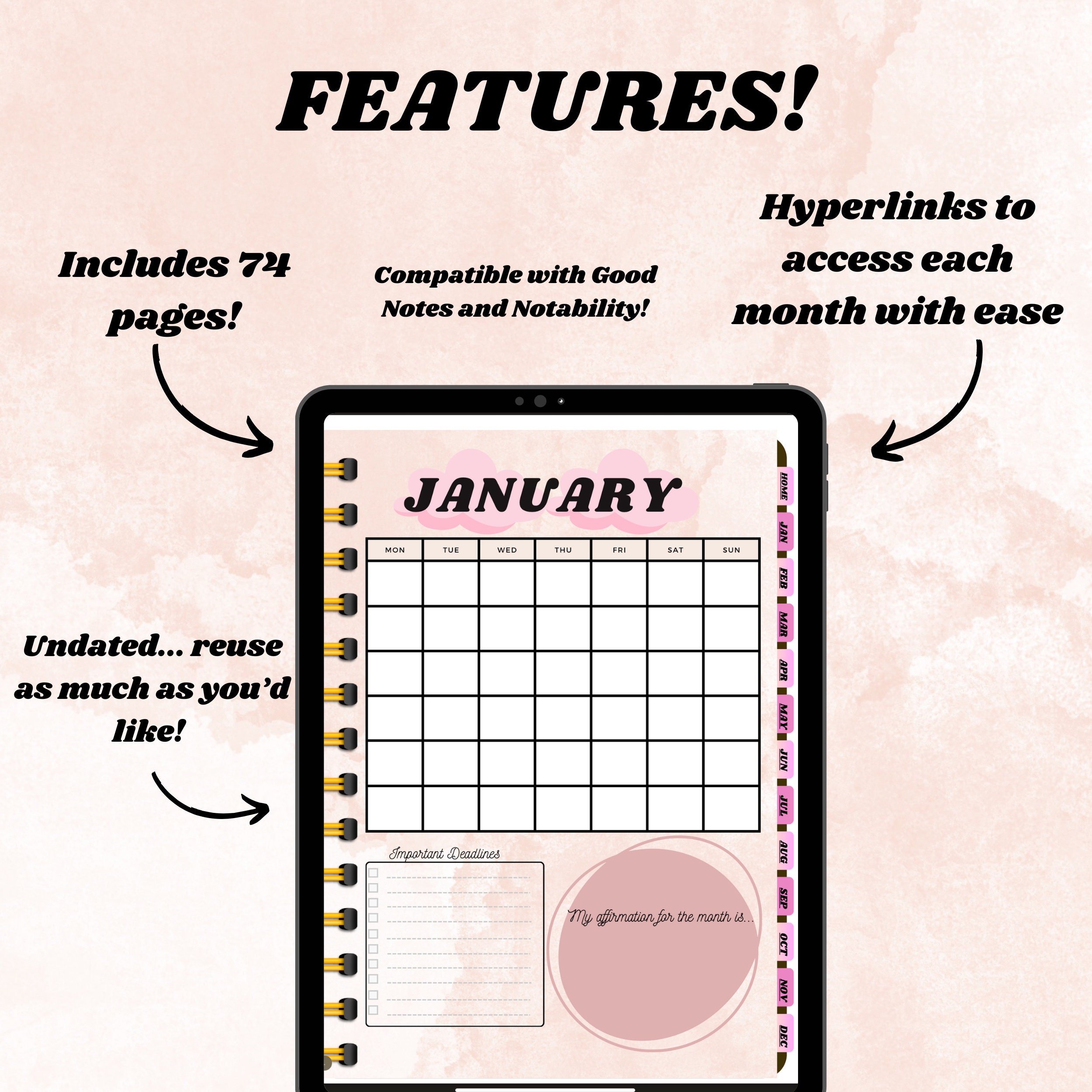 2024 Digital Planner | Editable & Printable PDF | Daily, Weekly ...