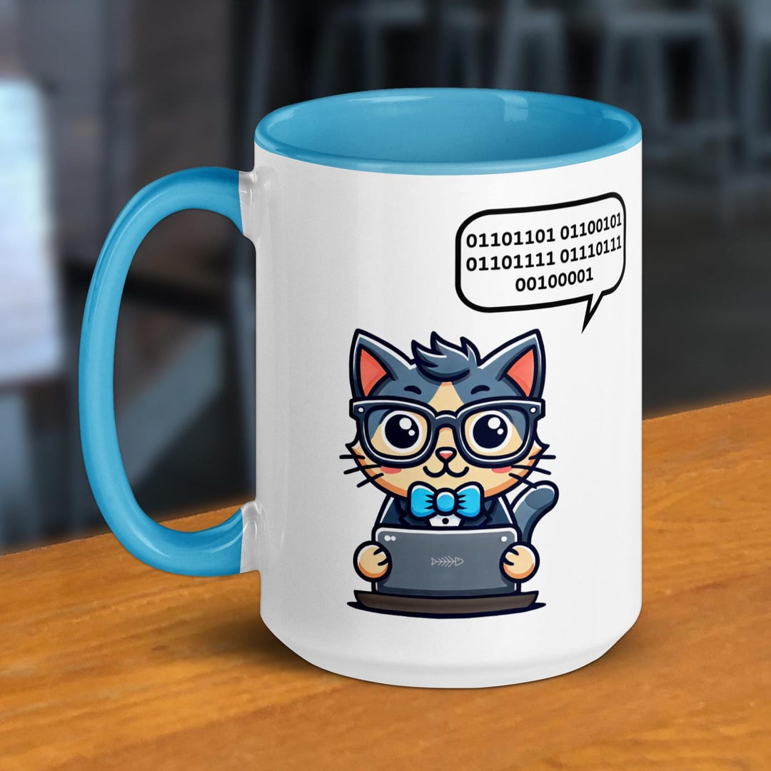Computer Coding Cat "meow!" Mug | Funny Coding Mug | Gift for Coders, Mathematicians, Scientists ...