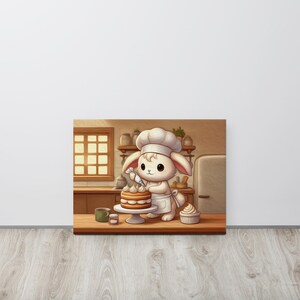 Bunny Rabbit Baking Cake Kitchen Canvas Art | Dining Room Chef Art ...