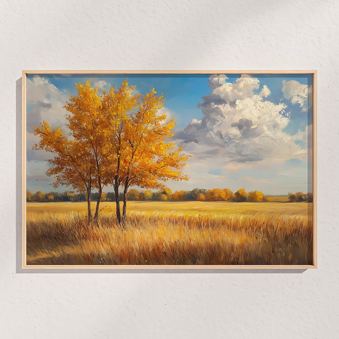 Golden Maple Tree Canvas Print: Rustic Autumn Landscape Wall Art - Etsy