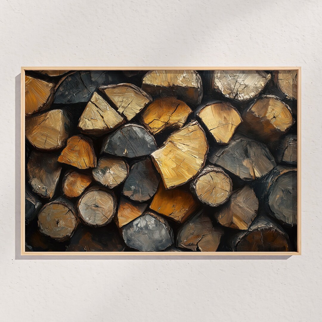Woodpile for Cozy Fire | Outdoorsman | Woodsy | Rustic Art | Close up ...
