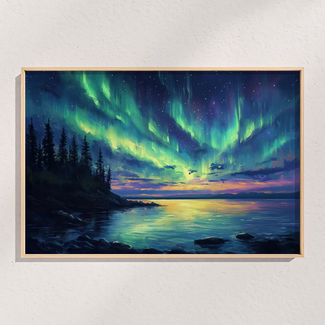 Northern Lights Canvas Print: Midwest Lake Aurora Borealis - Etsy