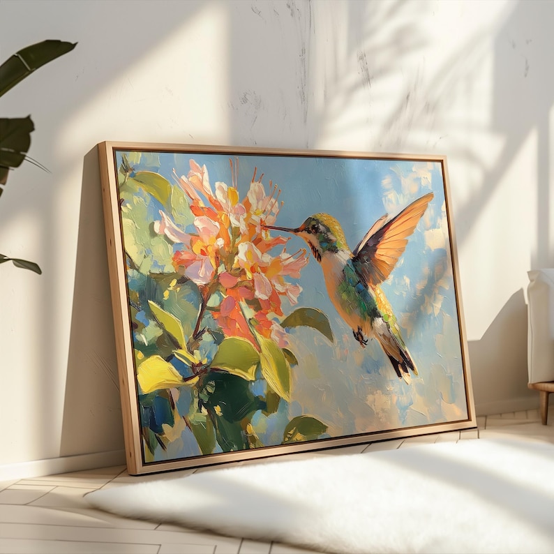 Hummingbird Canvas Print: Desert Honeysuckle, Summer Nectar - Etsy