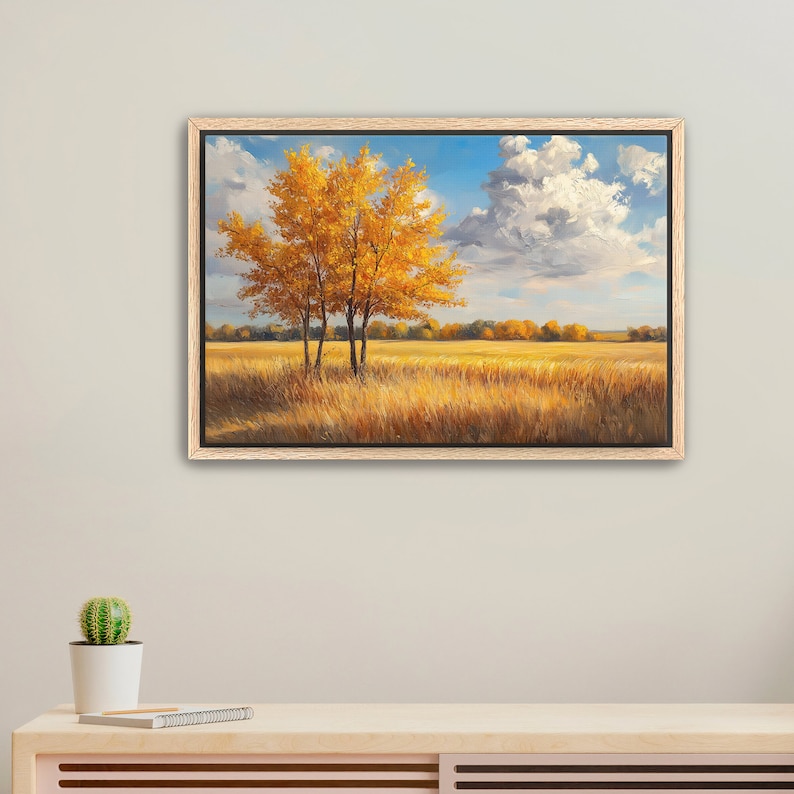 Golden Maple Tree Canvas Print: Rustic Autumn Landscape Wall Art - Etsy