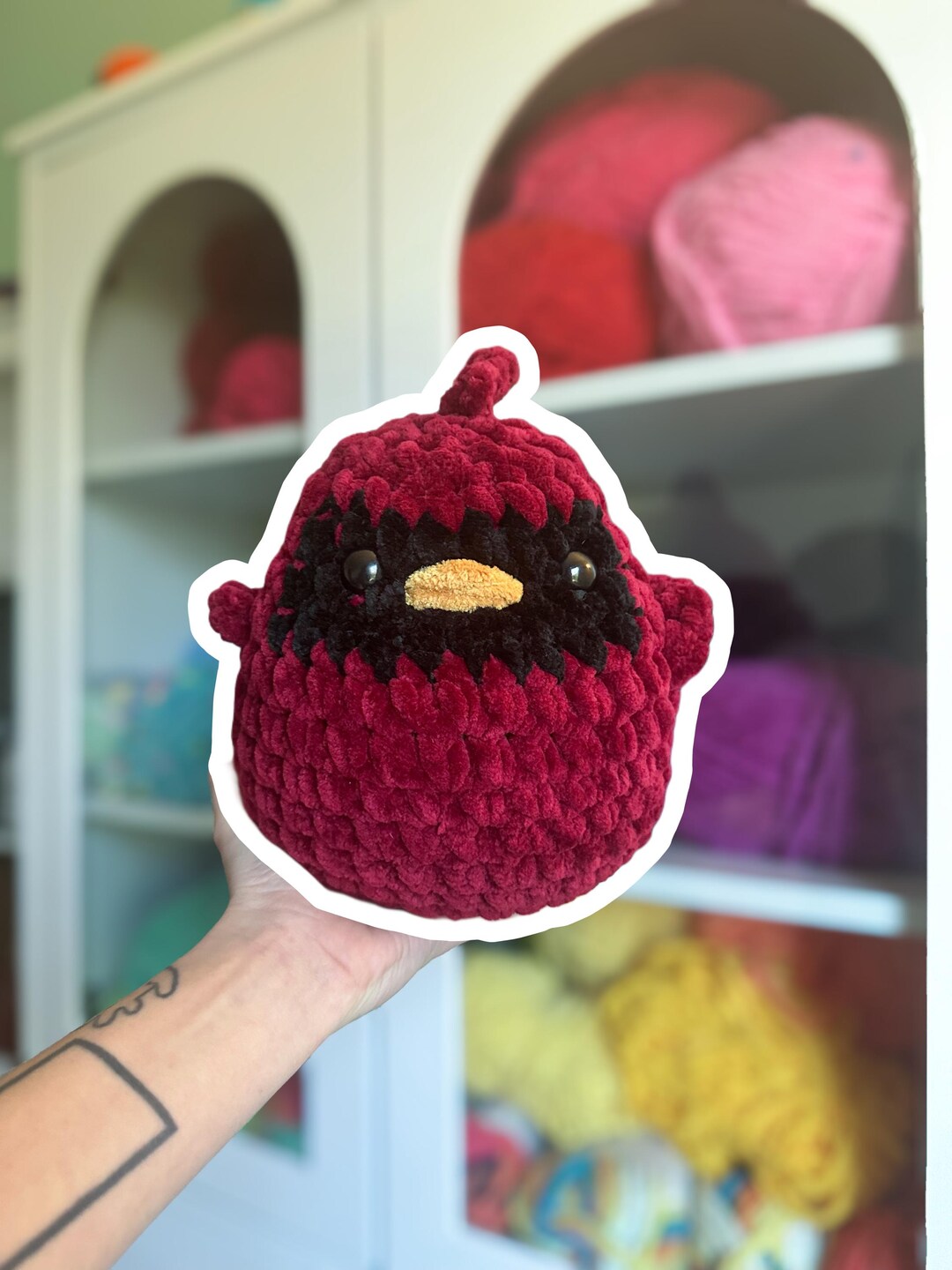 Big Crochet Cardinal Plushie, Physical Item Ready to Ship Large Red ...