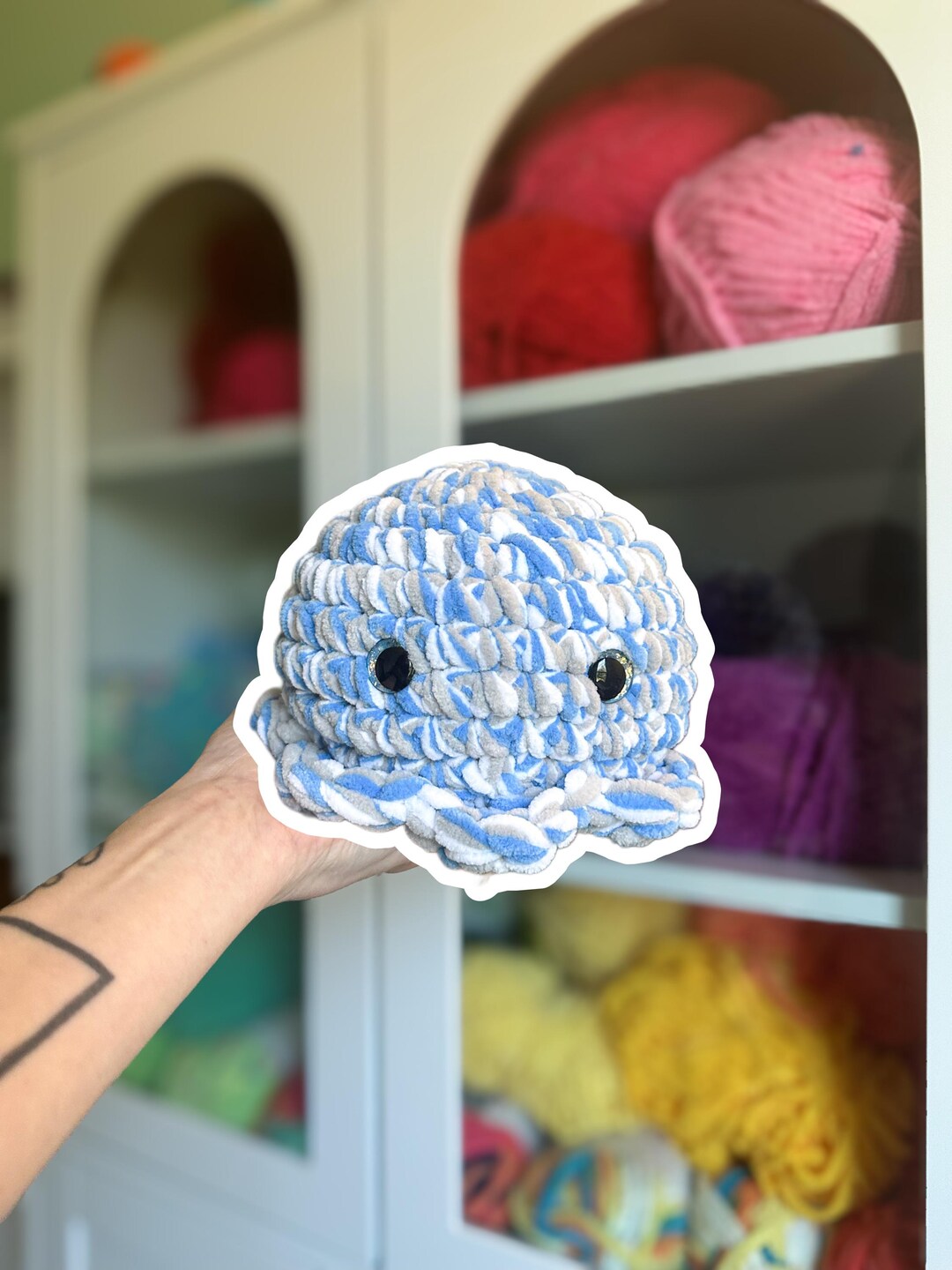 Crochet Blue Octopus Plushie, Physical Item Ready to Ship Handmade Octo ...