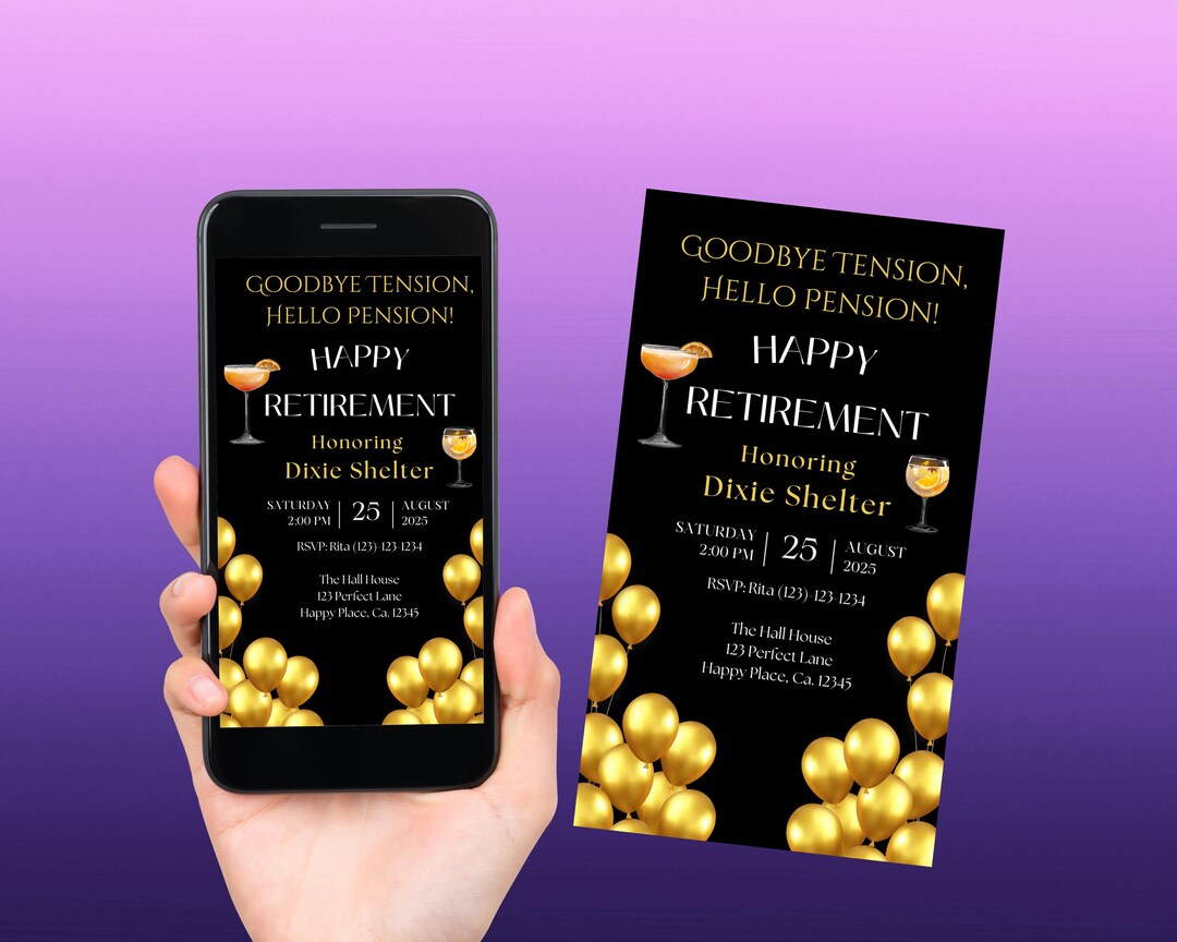 Retirement Party Invitation, Digital Invitation, Retirement Evite ...