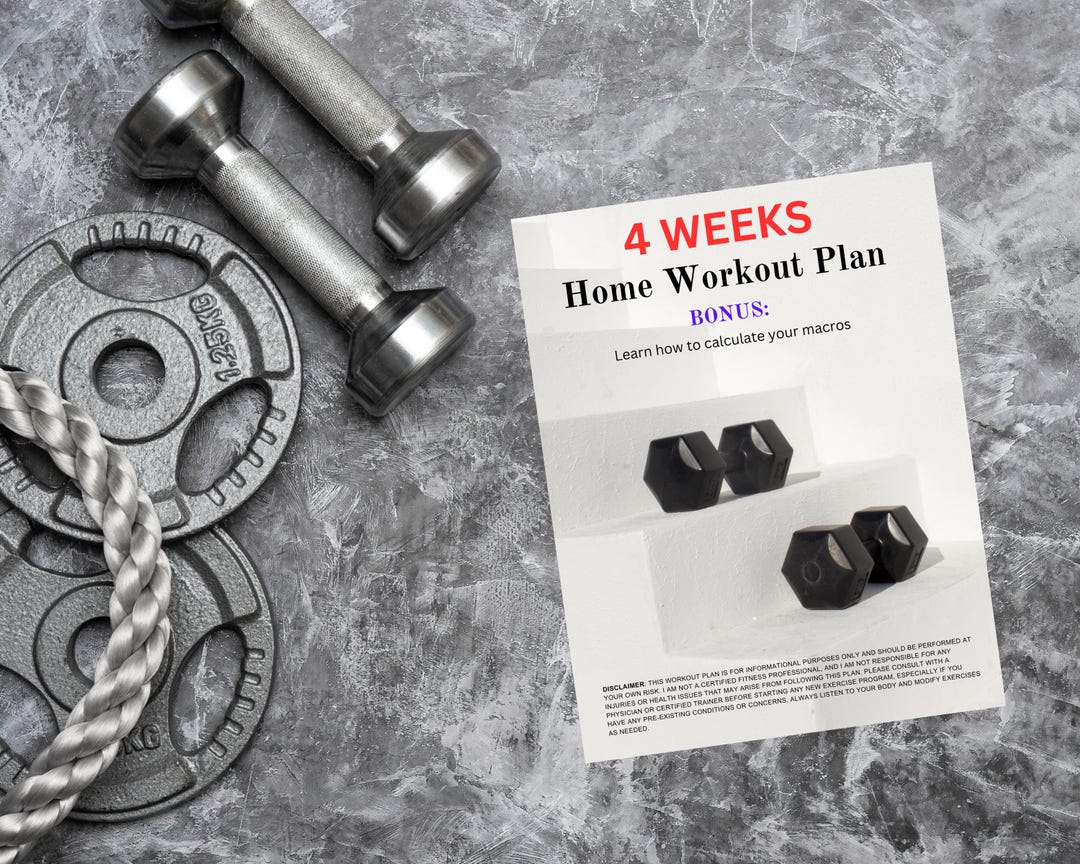 4 Week Home Workout, Full Body Workout, Strength Training, Cardio, No ...