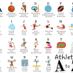 ABC Athletics, Alphabet Sports, Sports Alphabet Poster, Learning ...