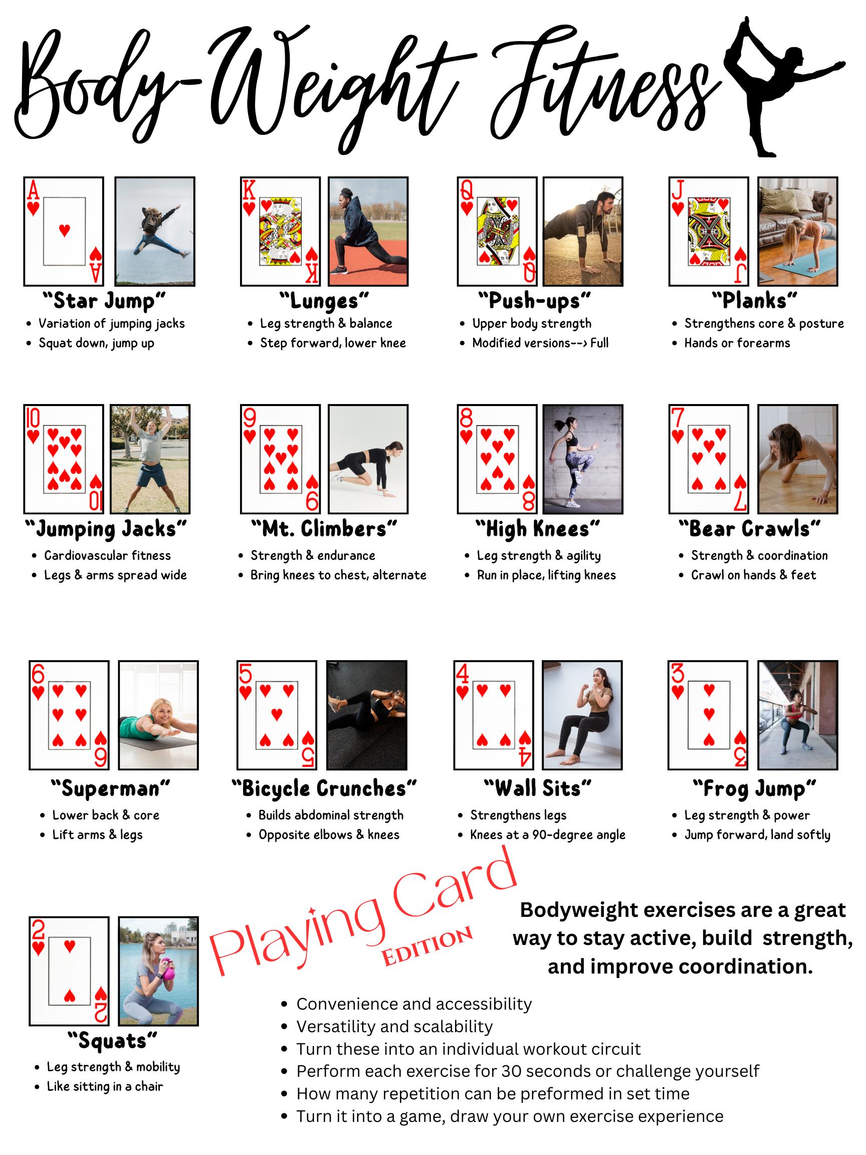 Body Weight Fitness Activity, Circuit Workout, Classroom Activity ...