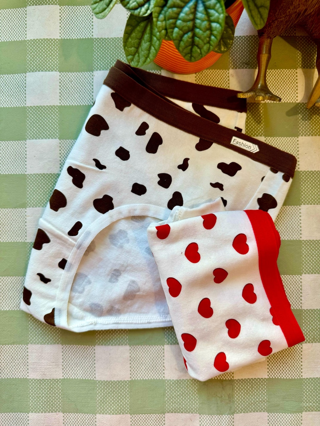 Cotton Briefs - Mid-rise, Heart & Cow Print Panties - Etsy