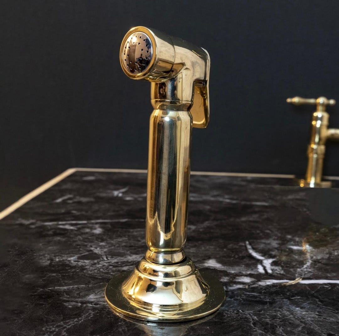 Unlacquered Brass Kitchen Side Sprayer , Vintage Farmhouse Sink ...