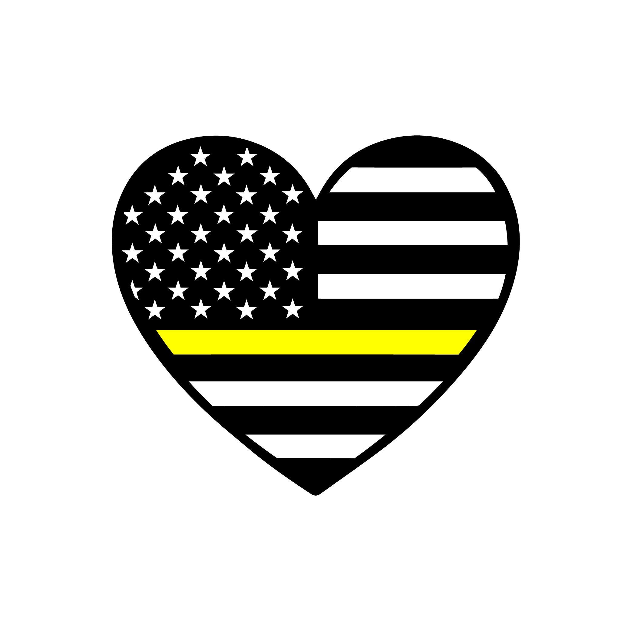 Dispatcher Heart Flag 911 Strong (911 Dispatch Logo, Flag, Gold Line ...