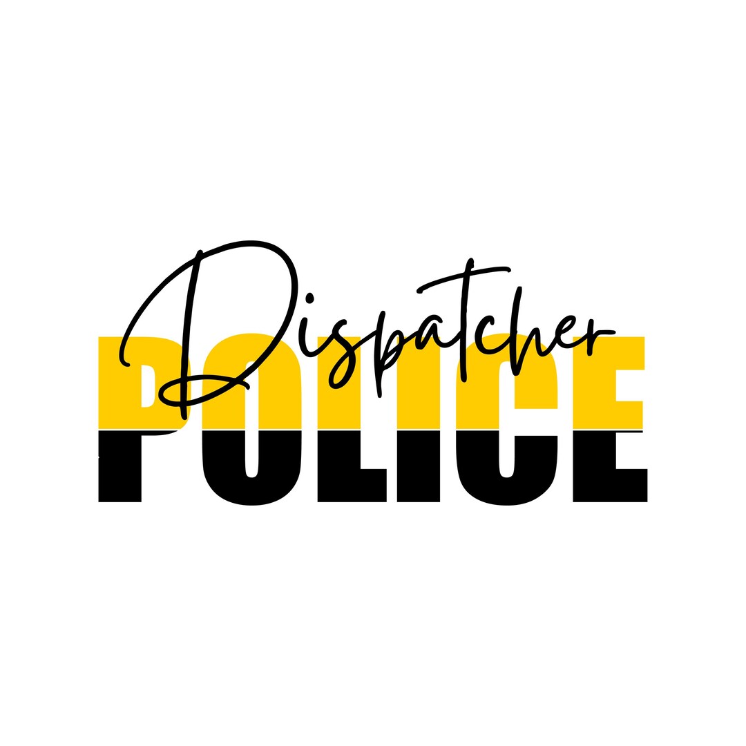 Script Police Dispatcher (911 Dispatch Logo, Gold Line, 911 Dispatcher ...