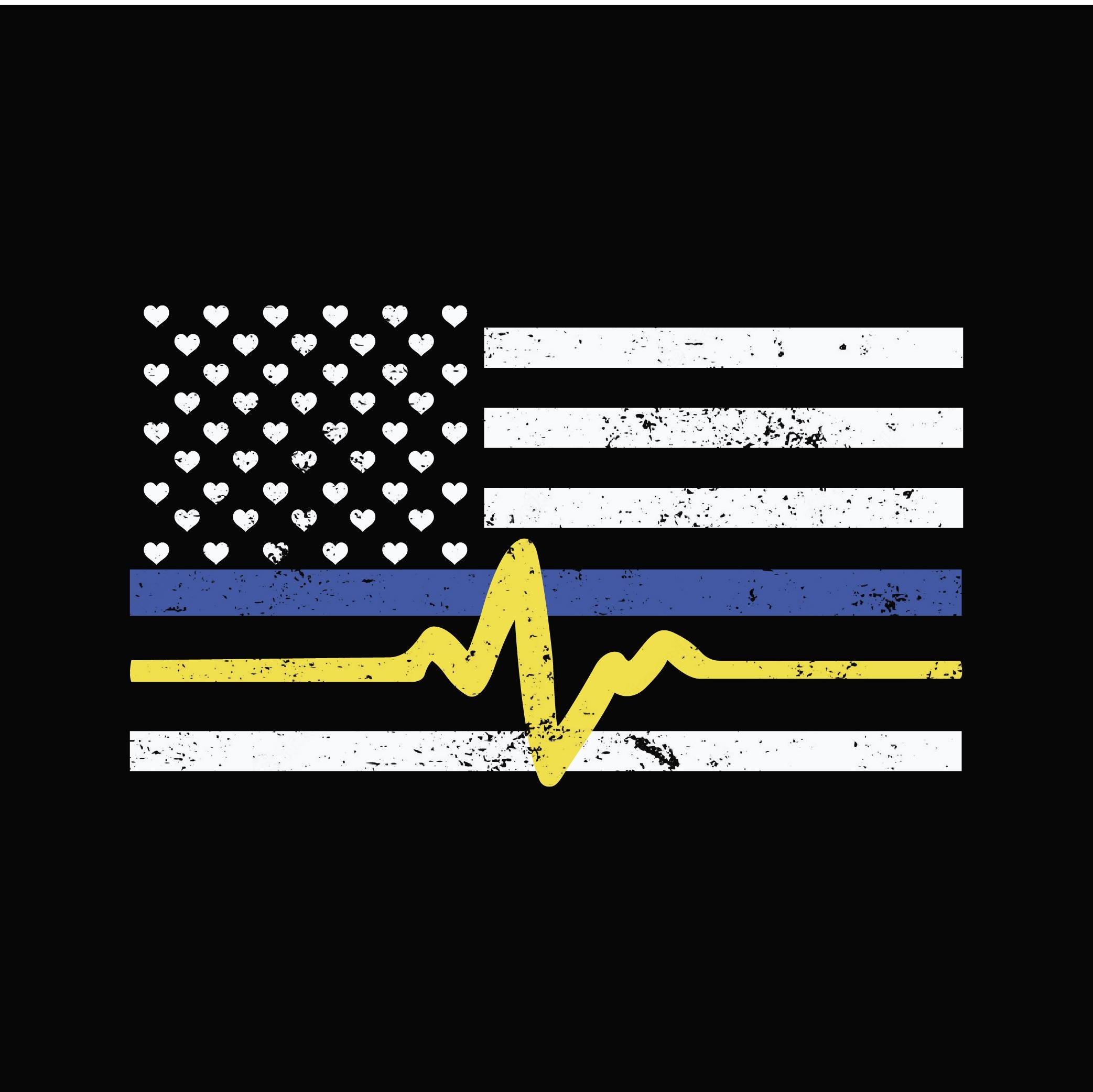 Hearts Flag - Police Dispatcher (911 Dispatch Logo, Flag, Gold Line ...