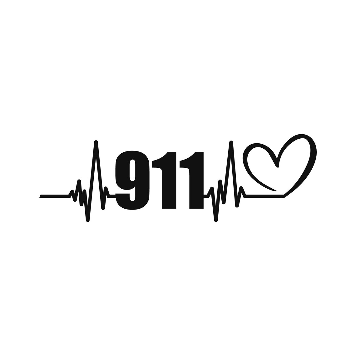 Black & White 911 Heart Beat - 911 Dispatcher Logo, Gold Line, 911 ...