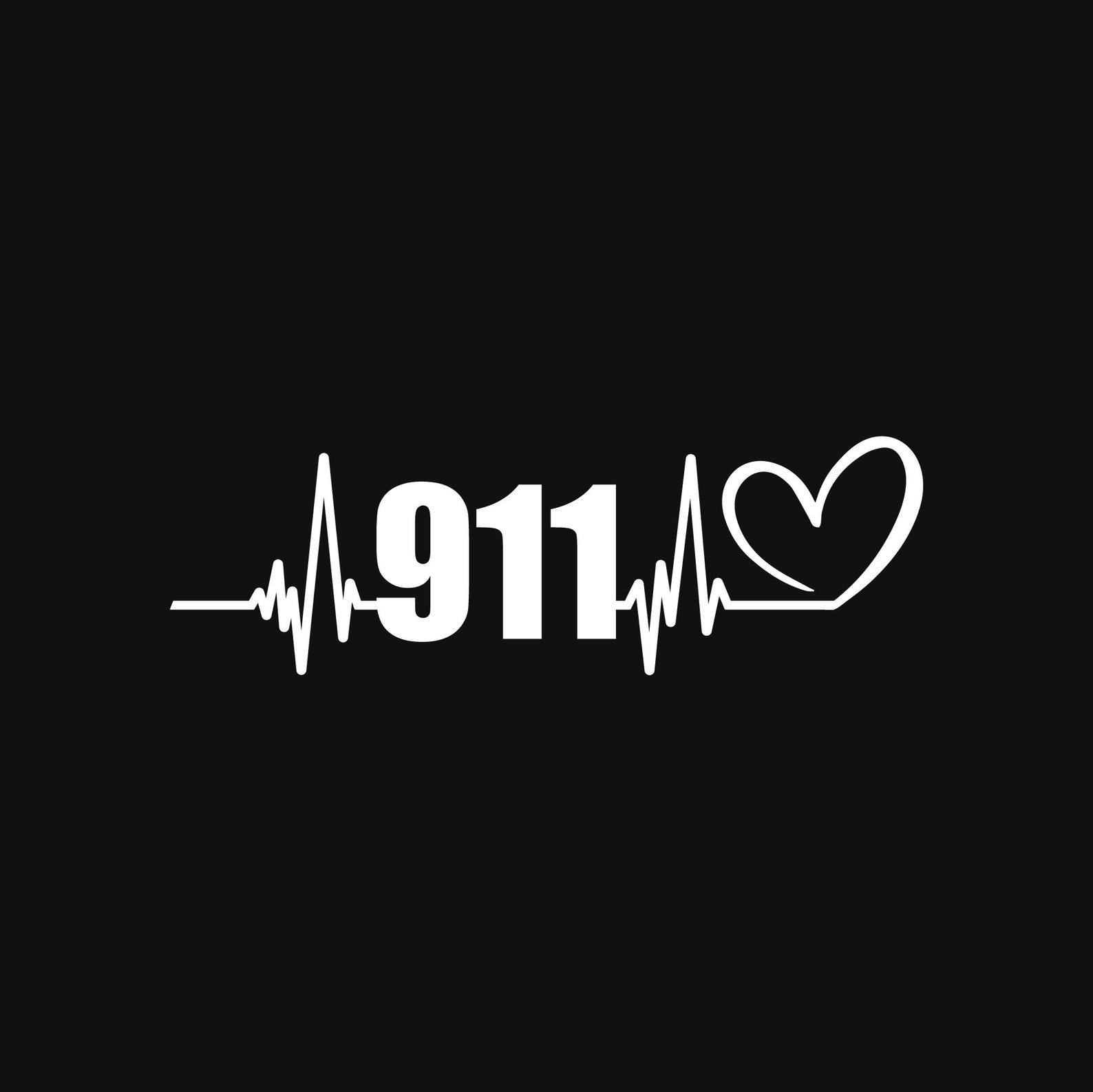 Black & White 911 Heart Beat - 911 Dispatcher Logo, Gold Line, 911 ...