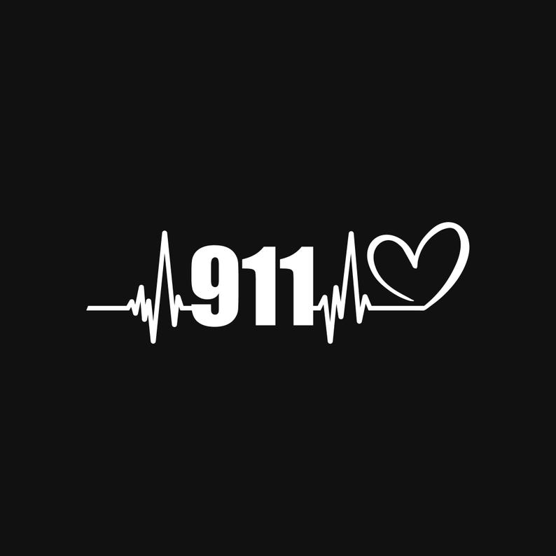 Black & White 911 Heart Beat - 911 Dispatcher Logo, Gold Line, 911 ...