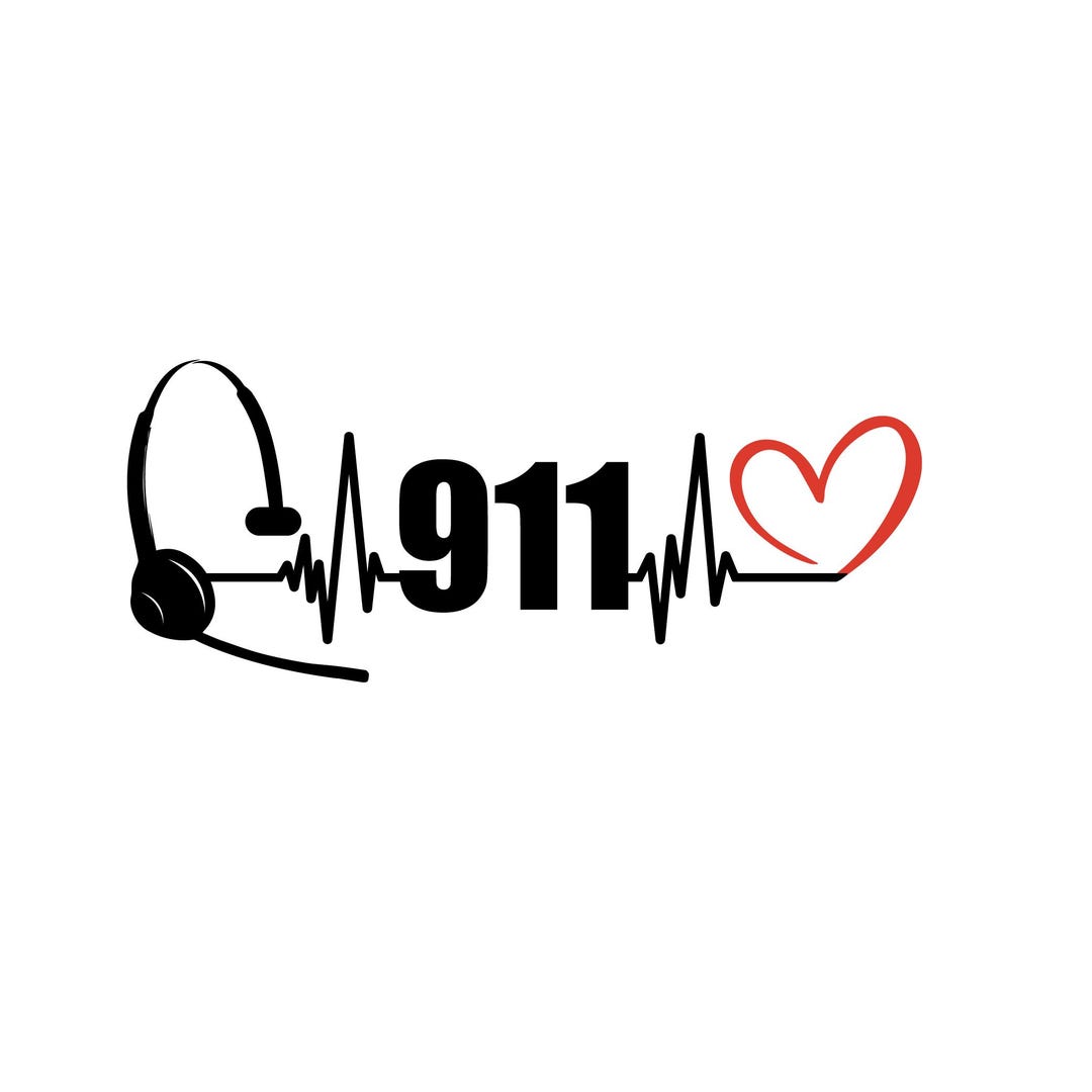 Red Heart - 911 Dispatcher Headset (logo, Gold Line, 911 Dispatcher ...