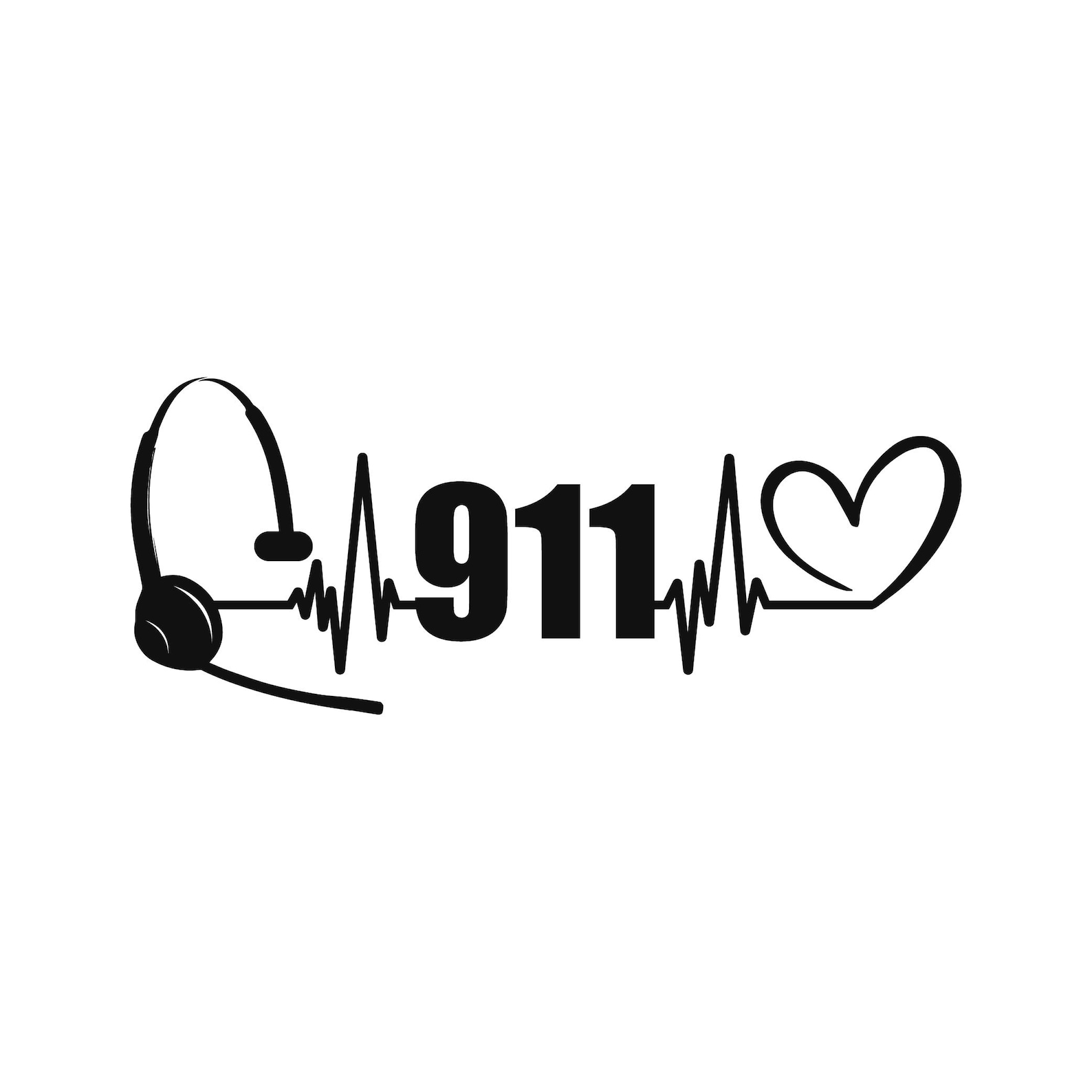 Pink Heart - 911 Dispatcher Headset (logo, Gold Line, 911 Dispatcher ...