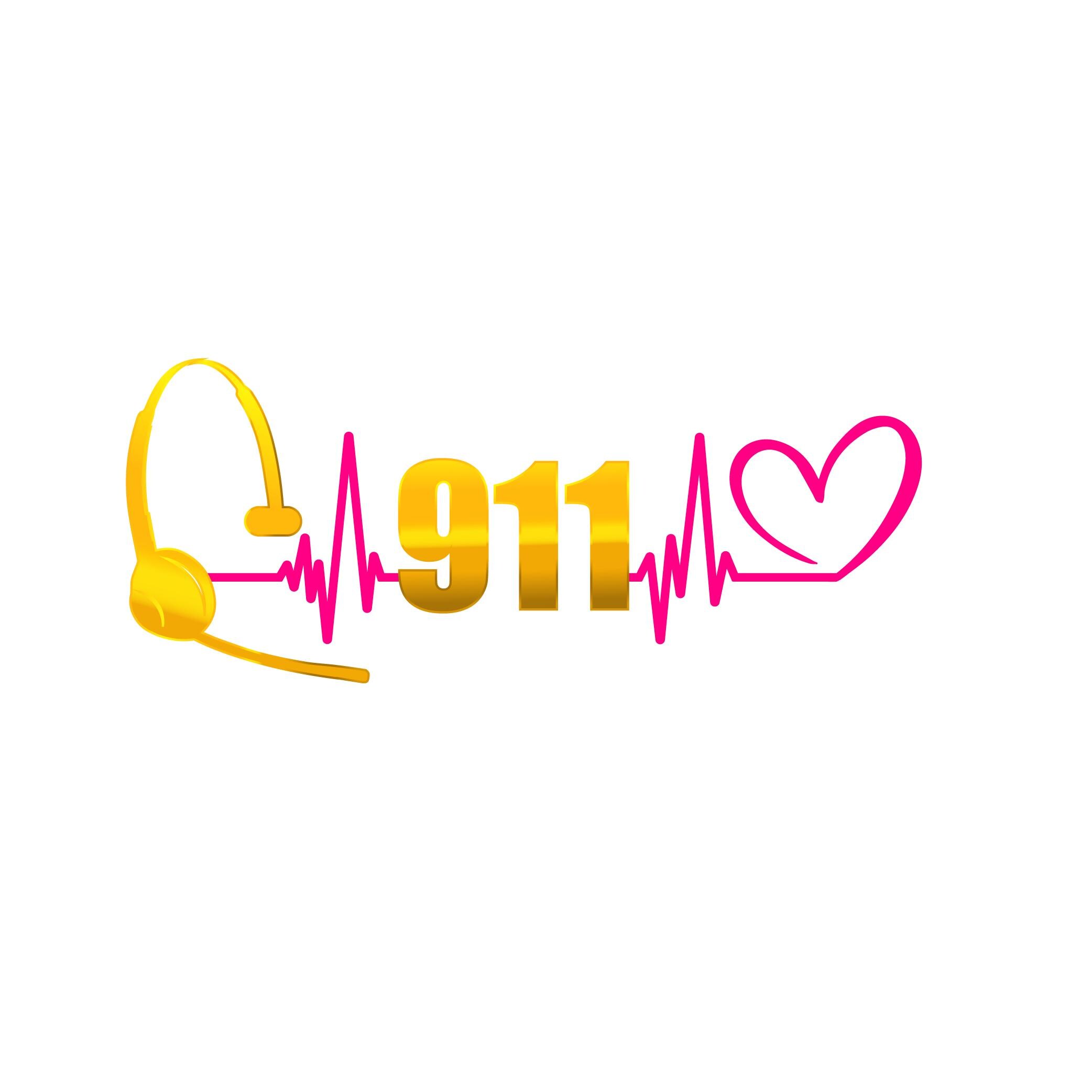 Pink Heart - 911 Dispatcher Headset (logo, Gold Line, 911 Dispatcher ...