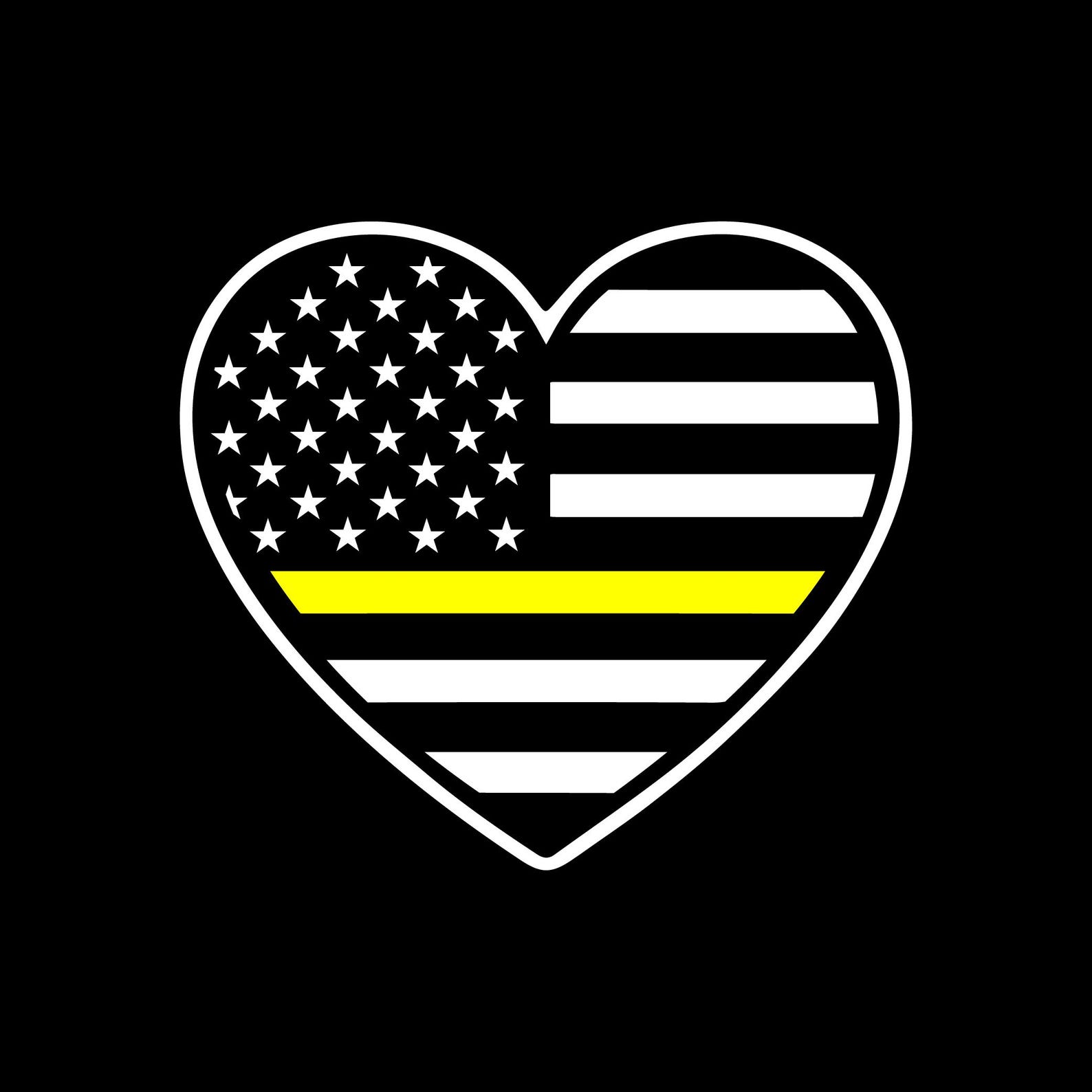 Dispatcher Heart Flag 911 Strong (911 Dispatch Logo, Flag, Gold Line ...