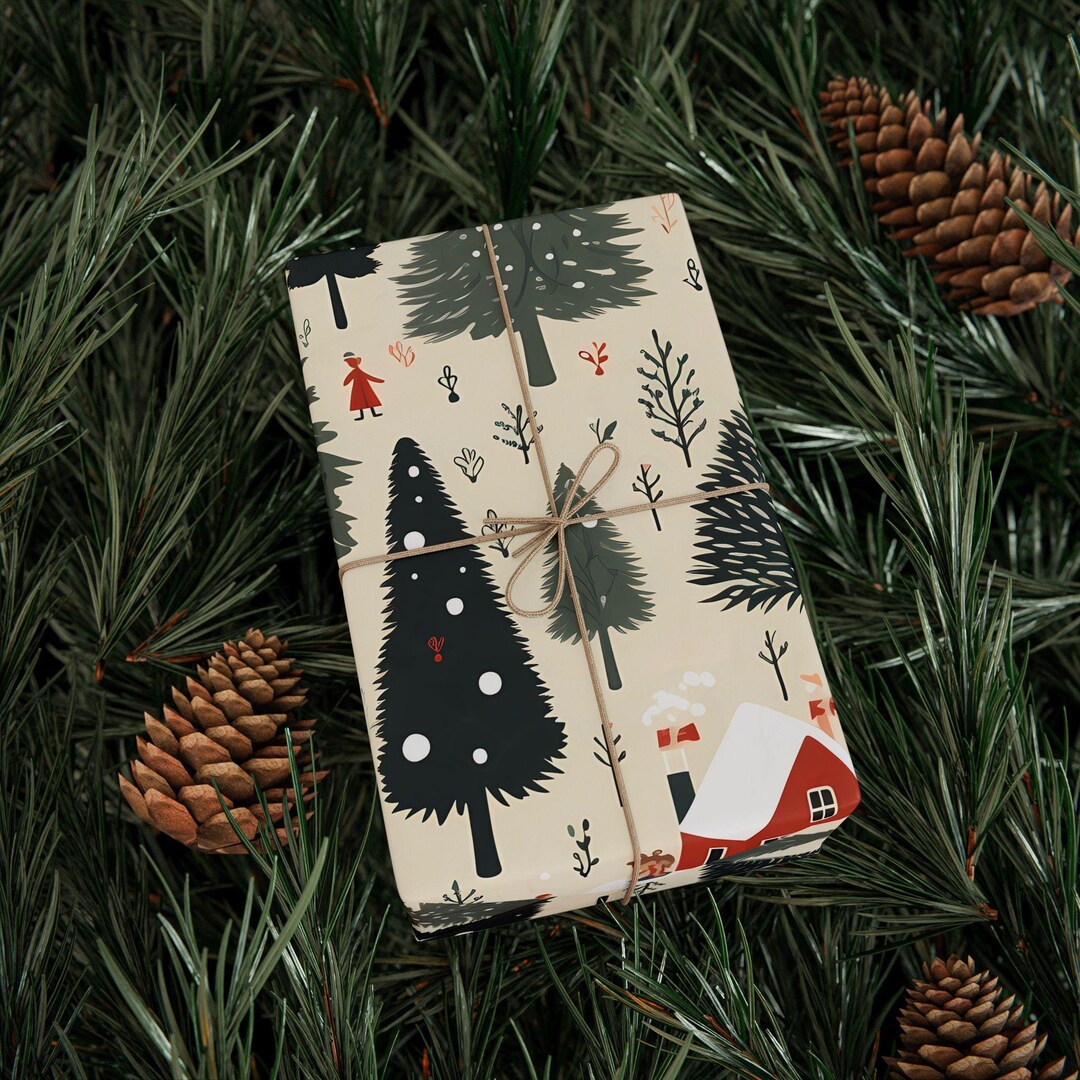 Whimsical Winter Wonderland Christmas Wrapping Paper Rust Terracotta ...