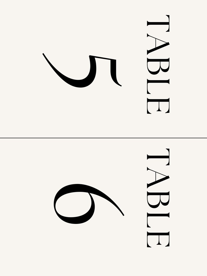 Table Number Signs (digital Print) - Etsy