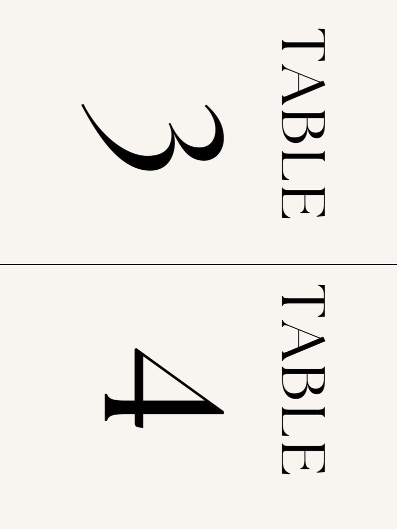Table Number Signs (digital Print) - Etsy
