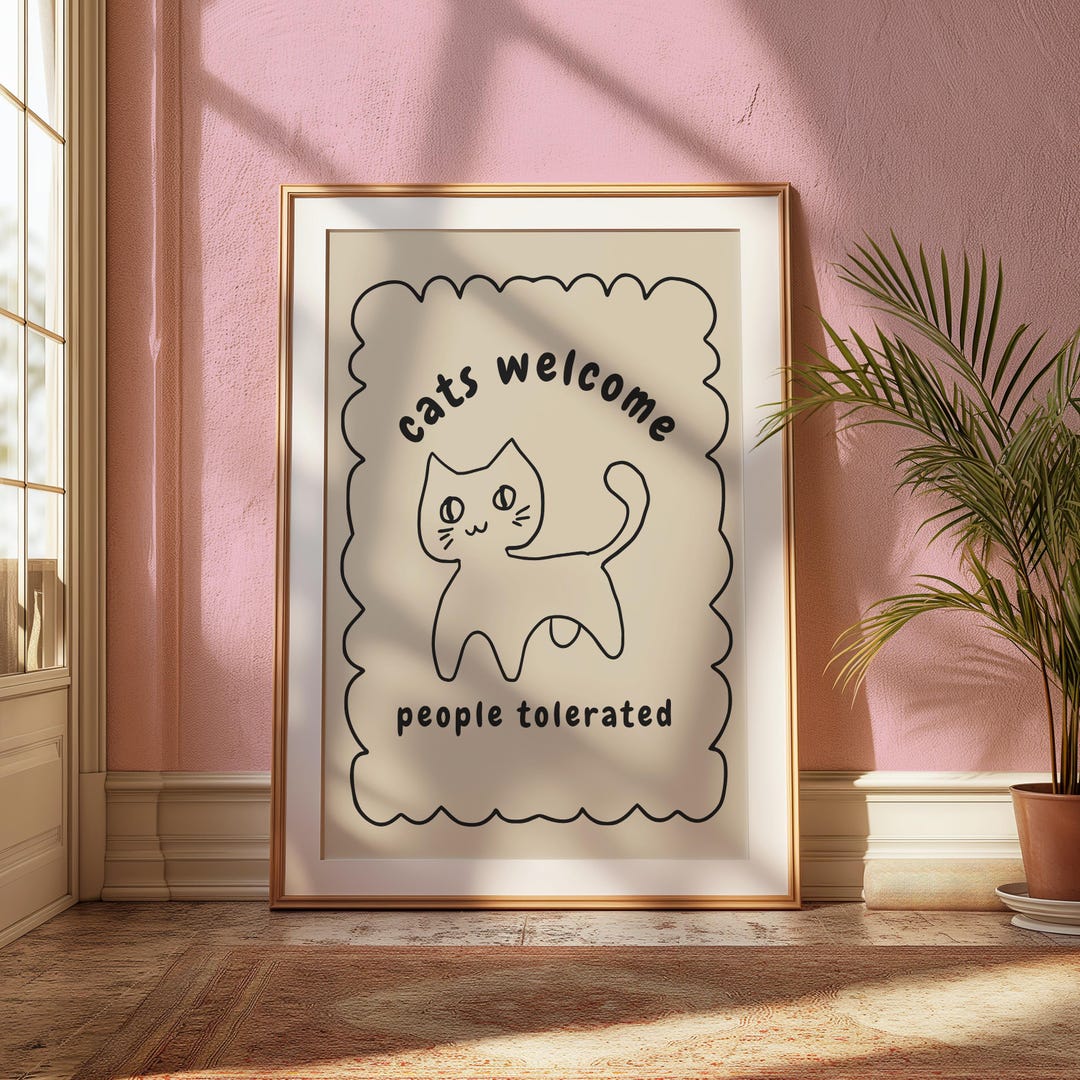 Cats Welcome People Tolerated A3 Print, Cat Poster, Entry Room ...