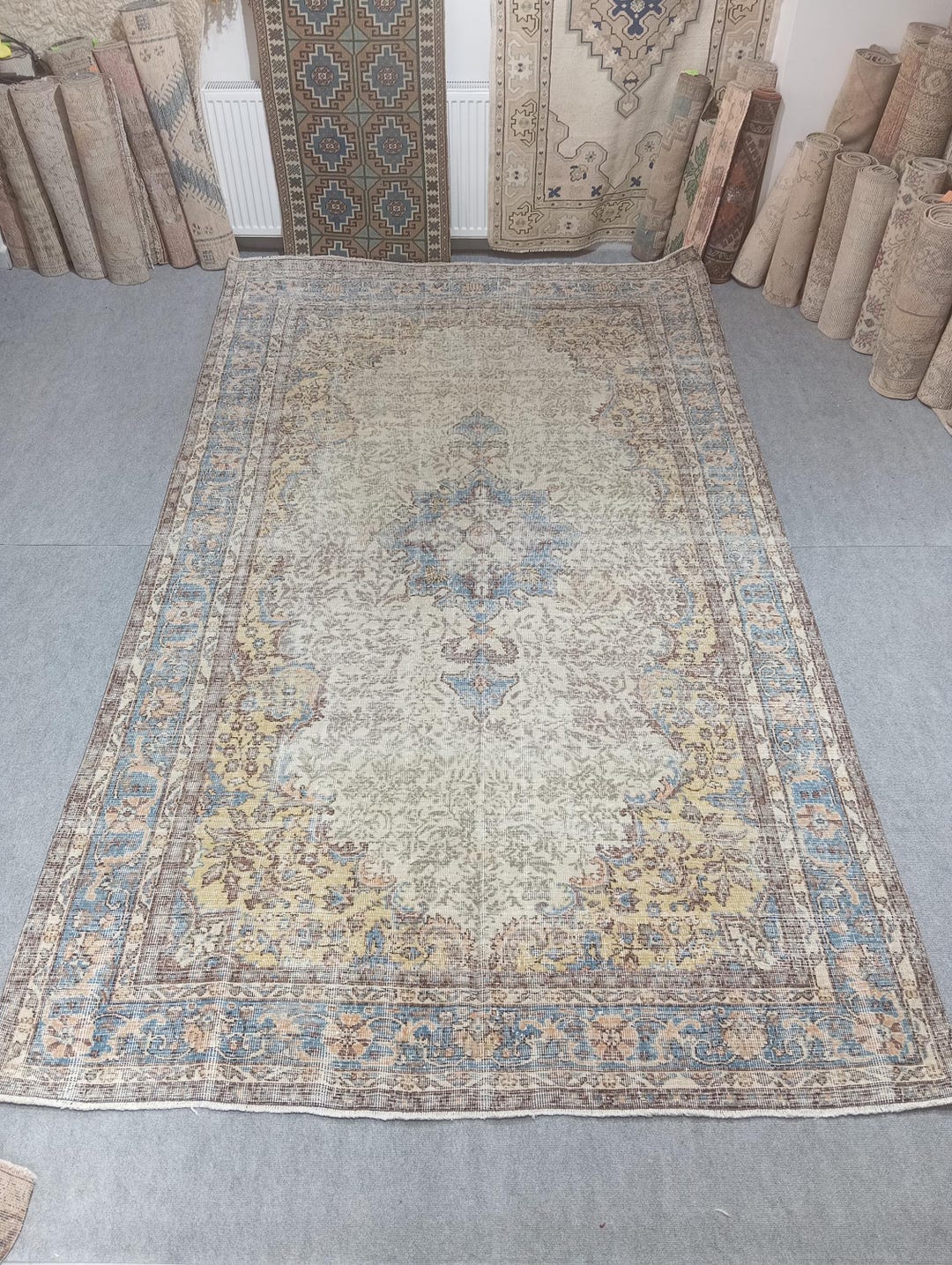 7x12 Rug,vintage Area Rug,7x11 Turkish Rug,oversize Area Rug, Wool Rug ...