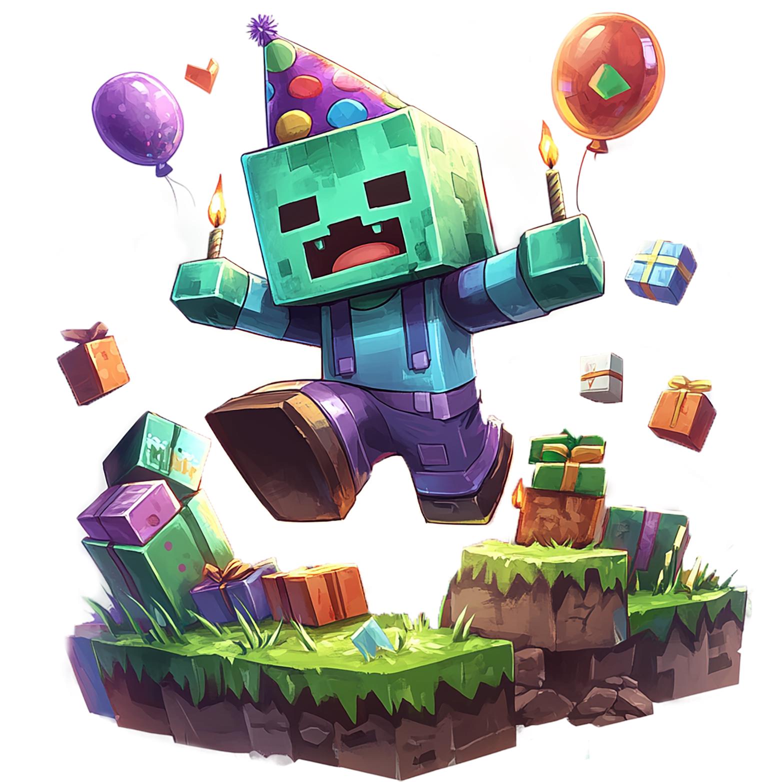 Minecraft Birthday Clipart Bundle, 5 PNG Minecraft Birthday Svg ...