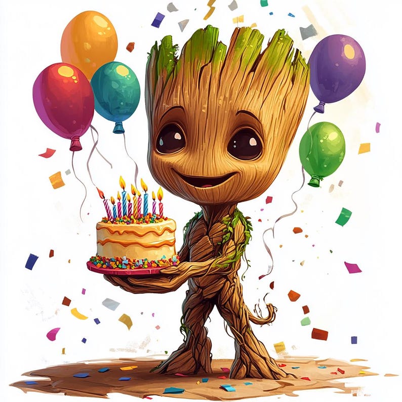 5 imágenes PNG de Groot para cumpleaños, decoración de fiesta Disney ...