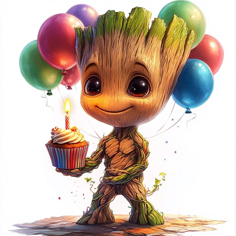 5 imágenes PNG de Groot para cumpleaños, decoración de fiesta Disney ...
