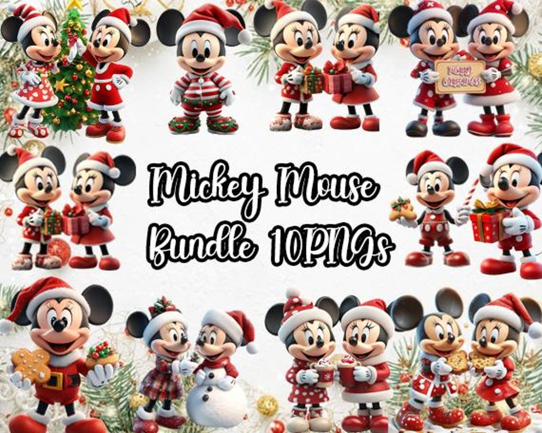 Christmas Mickey Mouse Clipart: Holiday PNG Bundle (10 Designs) - Etsy