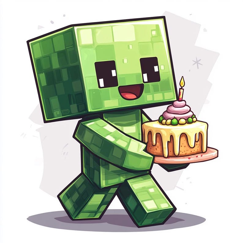 Minecraft Birthday Clipart Bundle, 5 PNG Minecraft Birthday Svg ...