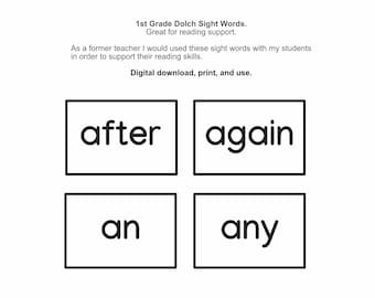 2nd Grade Dolch Sight Word Flashcards - Digital Download - Printable ...