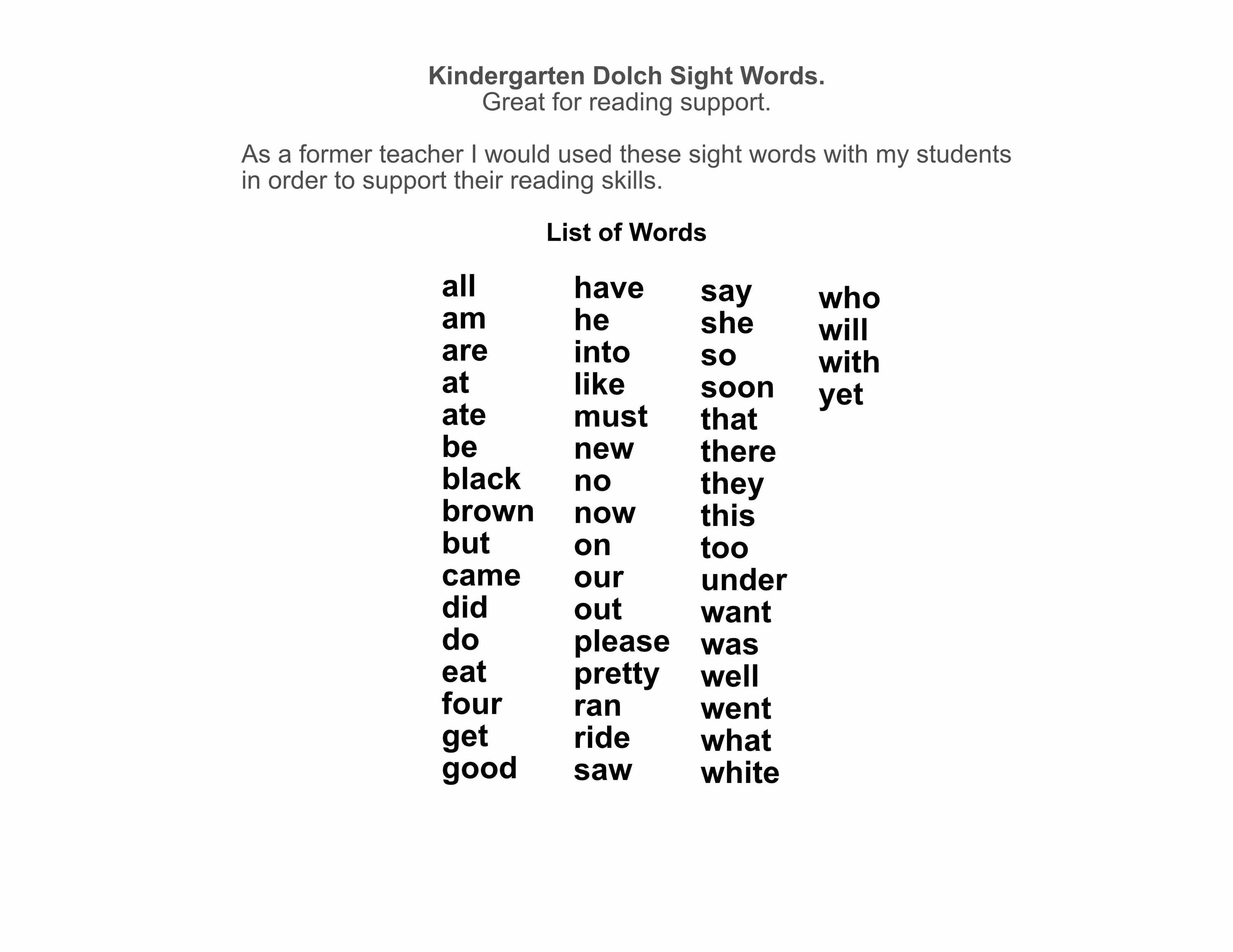 K Dolch Sight Word Flashcards - Digital Download - Printable Flashcards ...